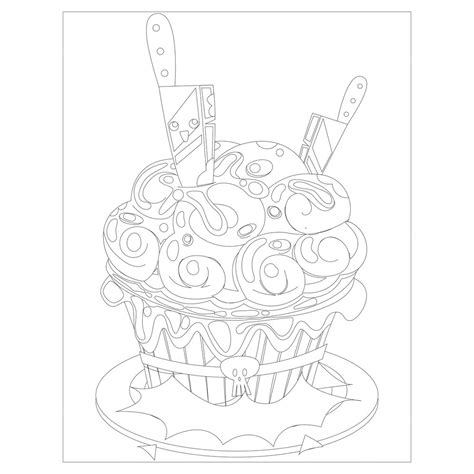 아이들을 위한 인쇄 가능한 컵케이크 색칠하기놀이 프리미엄 벡터
