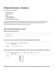R Basics Exercise Solutions Learn Basic Data Types Arithmetic Course Hero