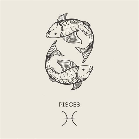 Premium Vector Pisces Zodiac Symbol Hand Drawn