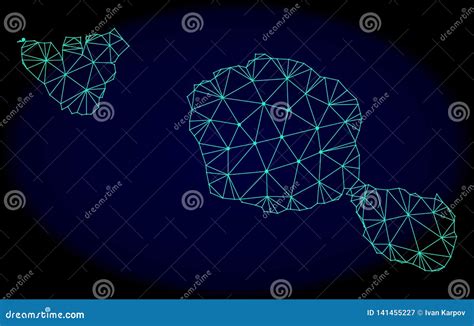 Polygonal 2D Mesh Vector Abstract Map Of Tahiti And Moorea Islands