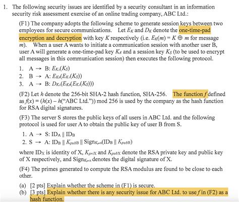 Solved Can I Ask If F Is Secure And What Is The Security Chegg