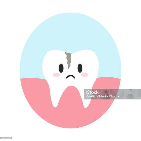 만화 플랫 스타일로 깨진 깨진 치아 불만을 품은 건강에 해로운 치아 캐릭터의 벡터 일러스트레이션 치과 치료 개념 구강 위생 가공의 인물에 대한 스톡 벡터 아트 및 기타