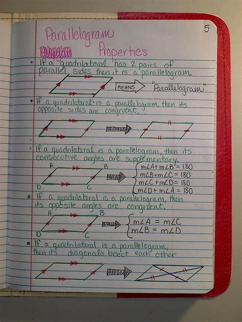 Polygon Angle Sum Theorem And Parallelograms Math Notes Studying Math