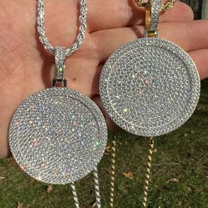 Men S Large Moissanite Iced Out Round Circle Hip Hop Rapper Medallion