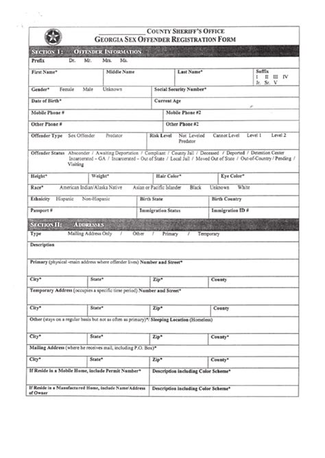 Fillable Georgia Sex Offender Registration Form Printable Pdf Download