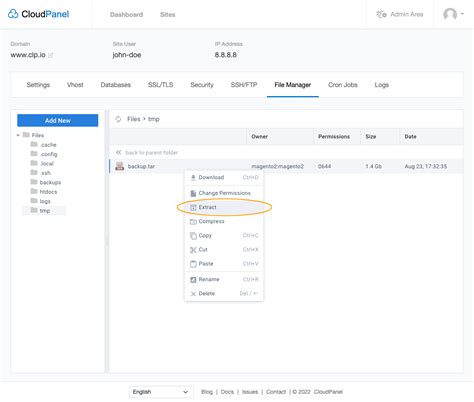 Remote Backups CloudPanel Documentation