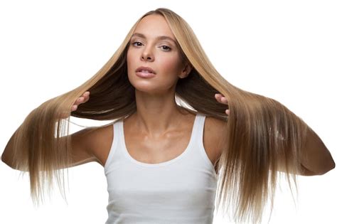 Hermosa Chica Rubia Con Cabello Largo Foto Premium
