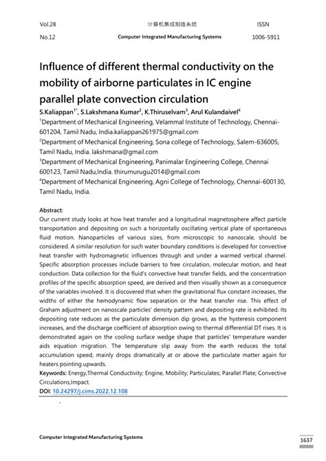 Pdf Influence Of Different Thermal Conductivity On The Mobility Of