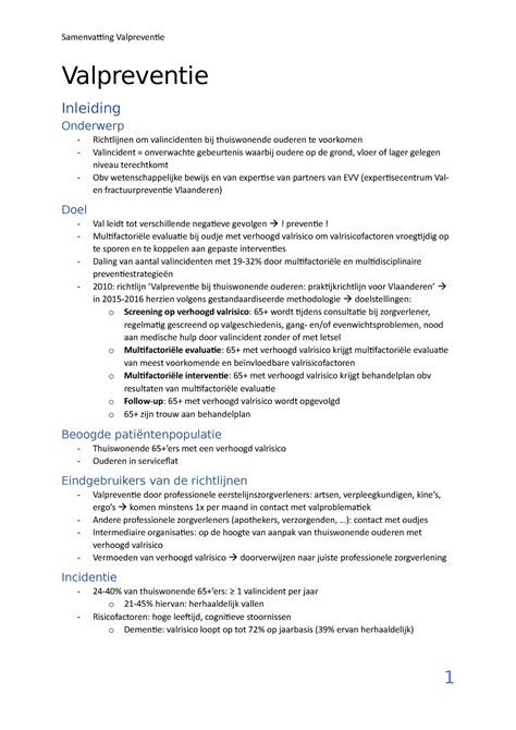 Valpreventie Valpreventie Inleiding Onderwerp Richtlijnen Om