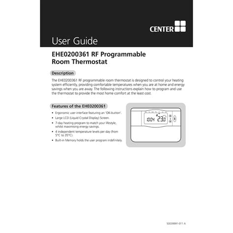 Center Cb Rf Wireless Programmable Thermostat 340010 Manual