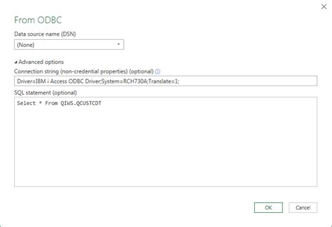 Importing Data To Excel Using ODBC