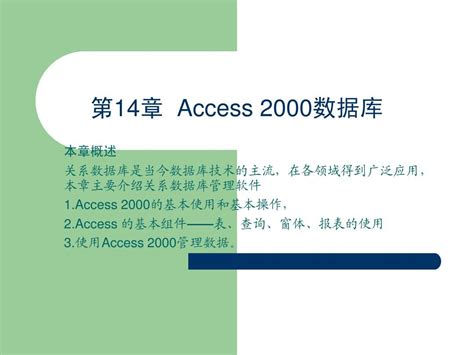 第14章 Access 2000数据库word文档在线阅读与下载无忧文档
