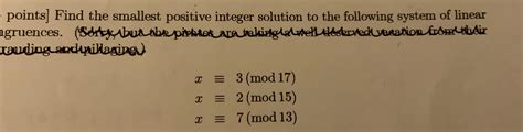 Solved Points Find The Smallest Positive Integer Solution Chegg