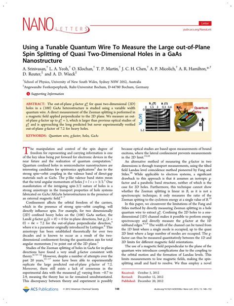 Pdf Using A Tunable Quantum Wire To Measure The Large Out Of Plane
