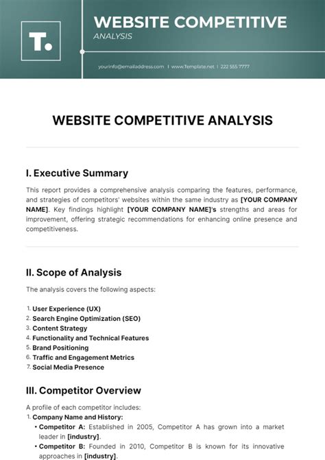 Free Website Competitive Analysis Template To Edit Online
