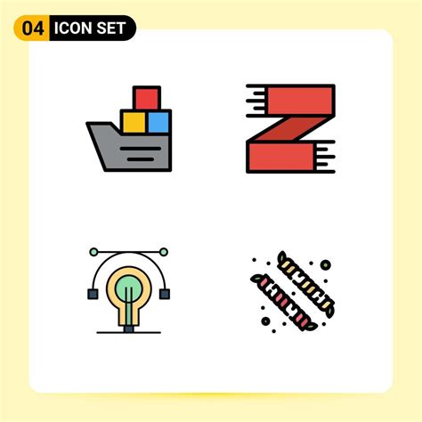 4 Thematic Vector Filledline Flat Colors And Editable Symbols Of Box Scarf Transportation