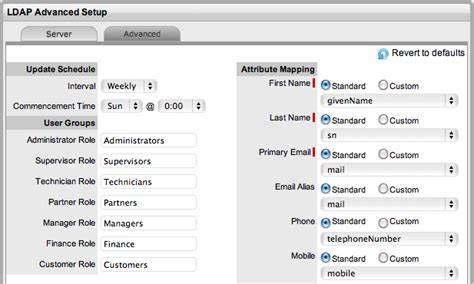LDAP AD Advanced Settings