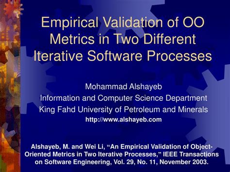 Ppt Empirical Validation Of Oo Metrics In Two Different Iterative
