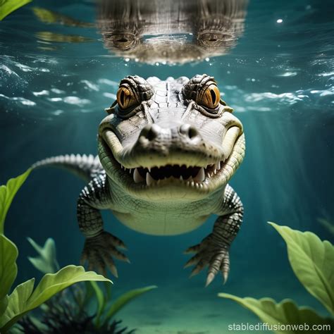 Cute Alligator Underwater Scene Stable Diffusion Online