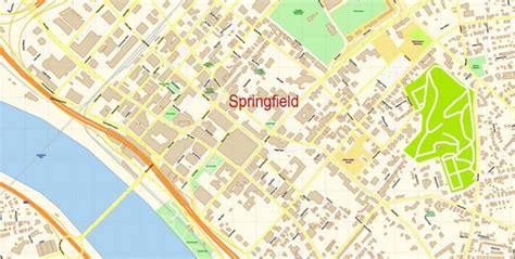 Springfield Vector Map Large Area Massachusetts Us Extra Detailed City
