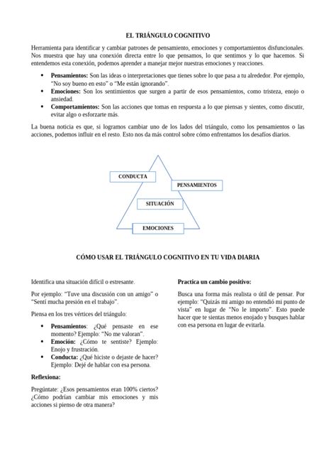 El TriÁngulo Cognitivo Pdf Las Emociones Pensamiento