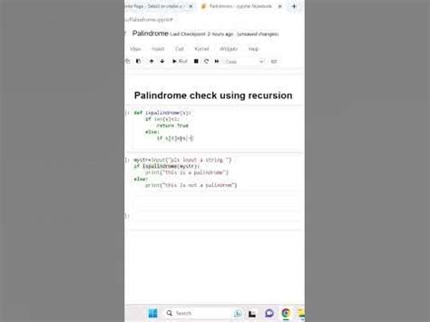 Palindrome check using recursion in python - YouTube