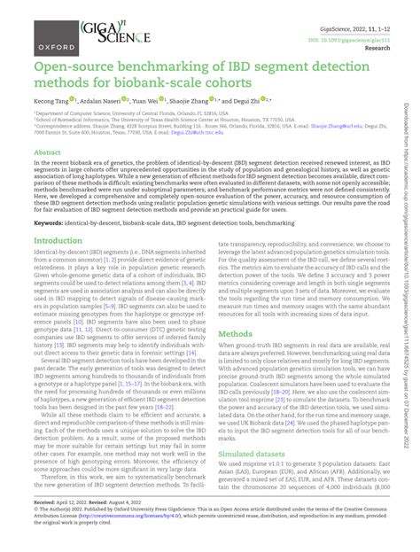 Pdf Open Source Benchmarking Of Ibd Segment Detection Methods For Biobank Scale Cohorts