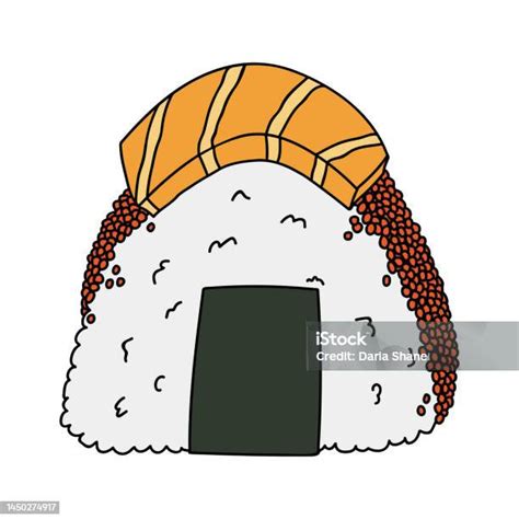 손으로 그린 오니기리 클립 아트 쌀로 만든 일본 패스트 푸드 김 김의 주먹밥 0명에 대한 스톡 벡터 아트 및 기타 이미지 0