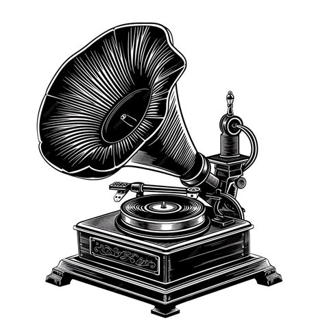 Premium Photo Frame Of Vintage Phonograph Folk Art With Horn Pattern