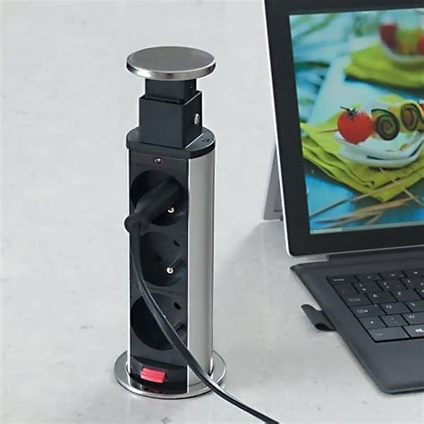 Блок розеток выдвижной 3 розетки с кабелем 1 8 м вертикальный для дома столешницы офиса стола