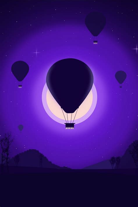 Download Wallpaper 800x1200 Air Balloons Night Moon Vector Art