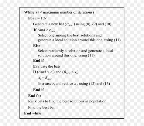Pseudocode Of The Bat Algorithm Pseudo Code Of Bat Algorithm Hd Png