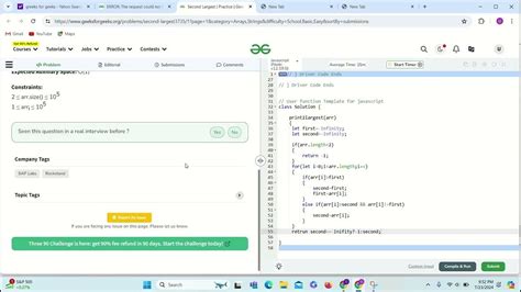 second largest in element geeks for a geeks youtube