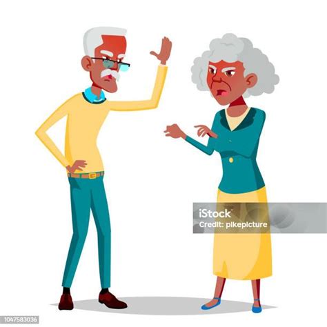 노인 부부 벡터입니다 할머니의 할아버지 사회 개념입니다 수석 부부입니다 플랫 만화 삽화를 절연 70 79세에 대한 스톡 벡터