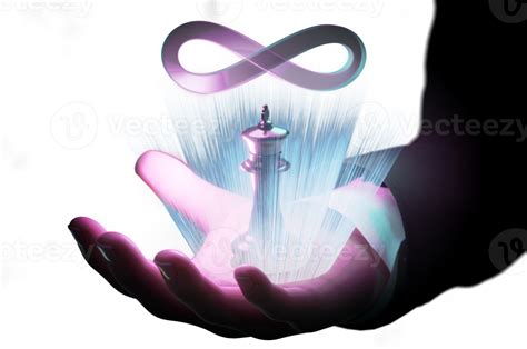 Business Man Hand Touch Metaverse Infinite Loop And King Chess
