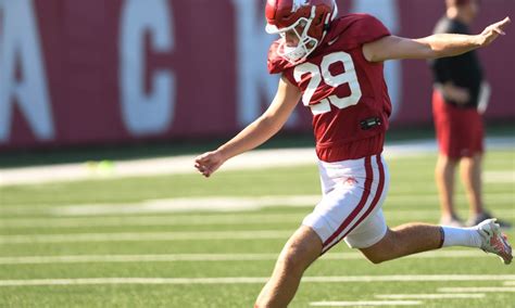 Razorbacks Punter Holder Reid Bauer Kicker Cam Little After Practice