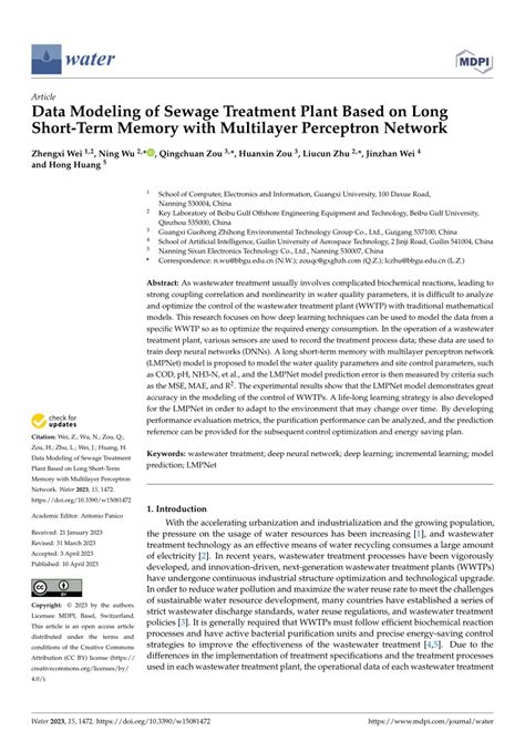 Pdf Data Modeling Of Sewage Treatment Plant Based On Long Short Term Memory With Multilayer