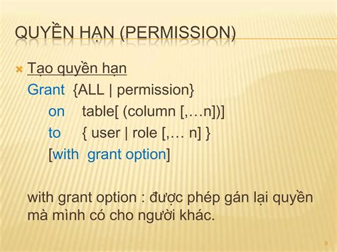 Phan Quyen Trong Sql Server PPT