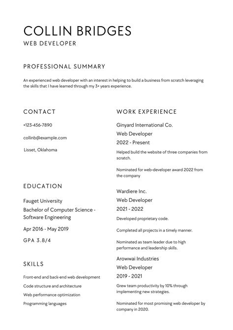 A Complete Resume Guide For A Web Developer