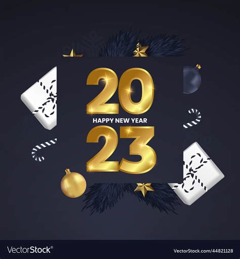 Happy New Year 2023 Frame With Elegant Christmas Vector Image