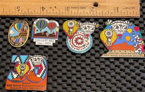 5 Gallup Nm Vintage Hot Air Balloon Pins Red Rock Balloon Rally
