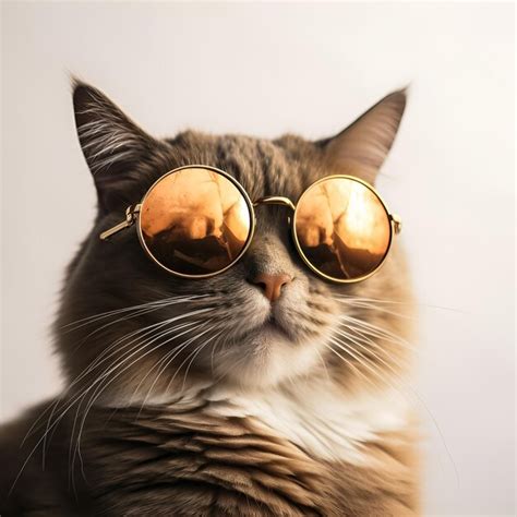 Un Gato Con Gafas De Sol Que Dice La Palabra Gato Foto Premium