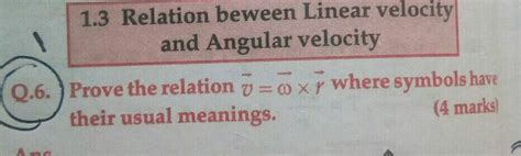 Obtain The Relation Between Linear Velocity And Angular Velocity