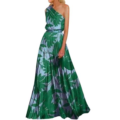 Hvyesh Womens Summer One Shoulder Long Formal Dresses Sleeveless