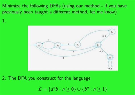 Solved Minimize The Following DFAs Using Our Method If Chegg