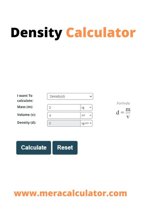 Density Calculator Calculate Mass Volume And Density Density Calculator Calculate Mass Volume And Density