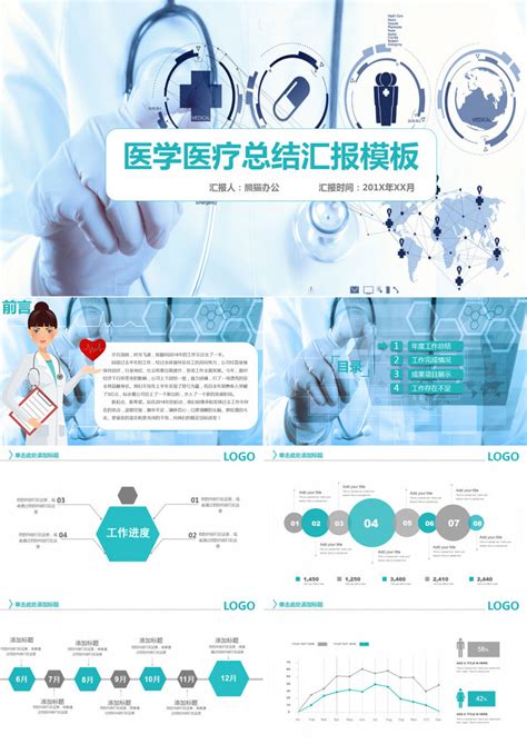 淡蓝色医疗医学工作总结汇报ppt模板下载熊猫办公