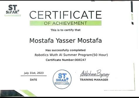 Ai Robotics Learningjournyy Crtificate Stsmart Futuretech Mostafa Yasser