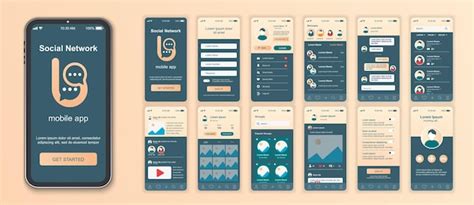 Premium Vector Social Network Mobile App Interface Screens Template Set Online Account Friends
