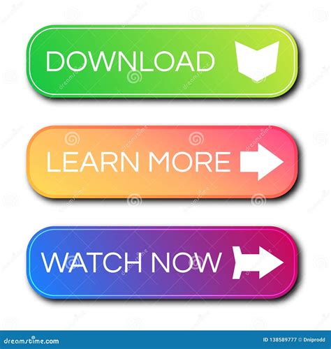 Set Of Three Modern Gradient Buttons With Shadows Stock Vector Illustration Of Call Graphic